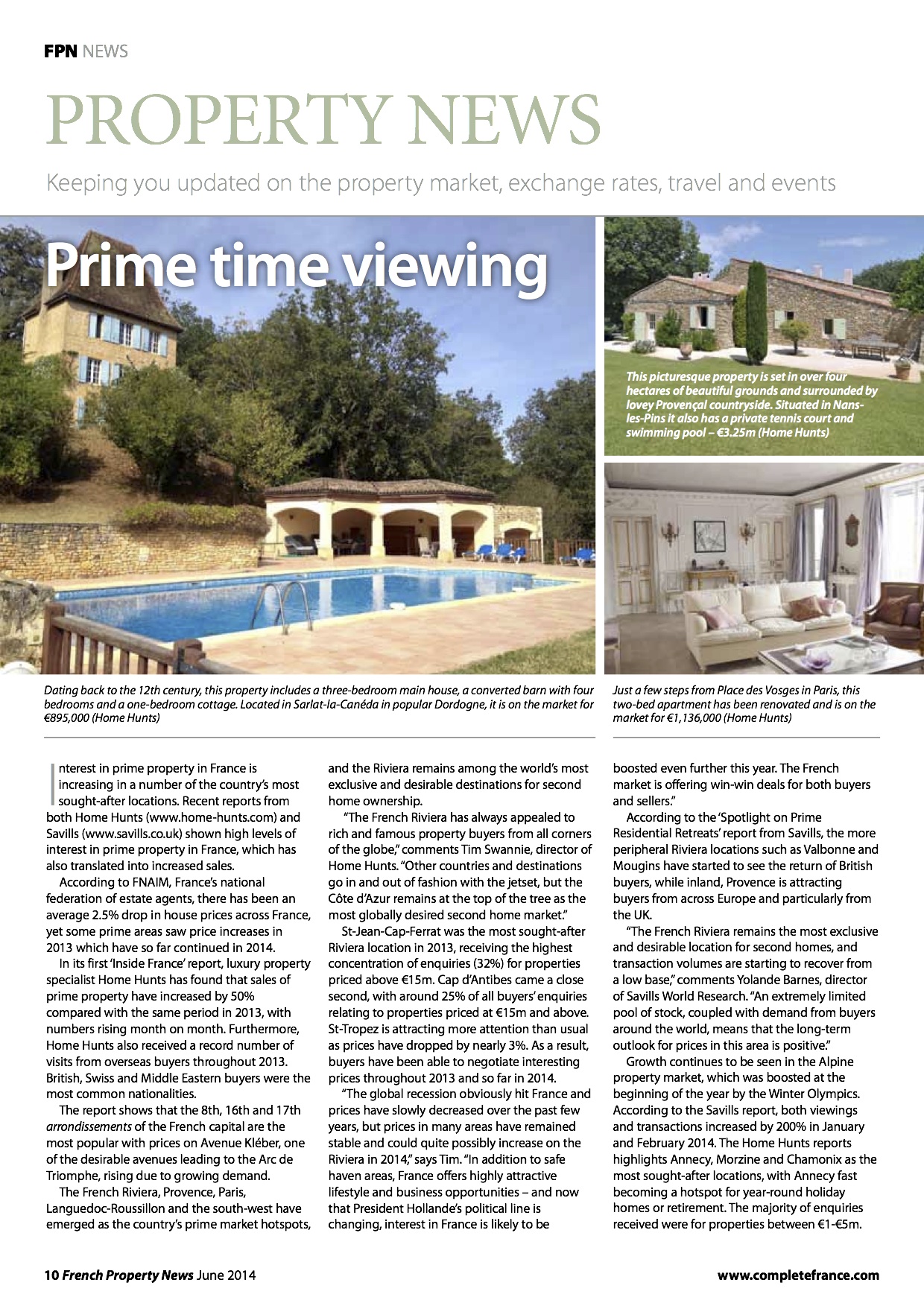 French Property News - The Prime Property market in France - HomeHunts
